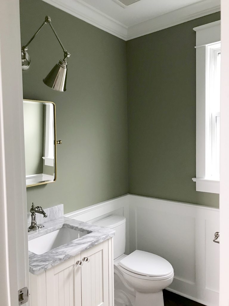 Our Powder Room: Painting the Walls Sage Green - Elizabeth Street Post